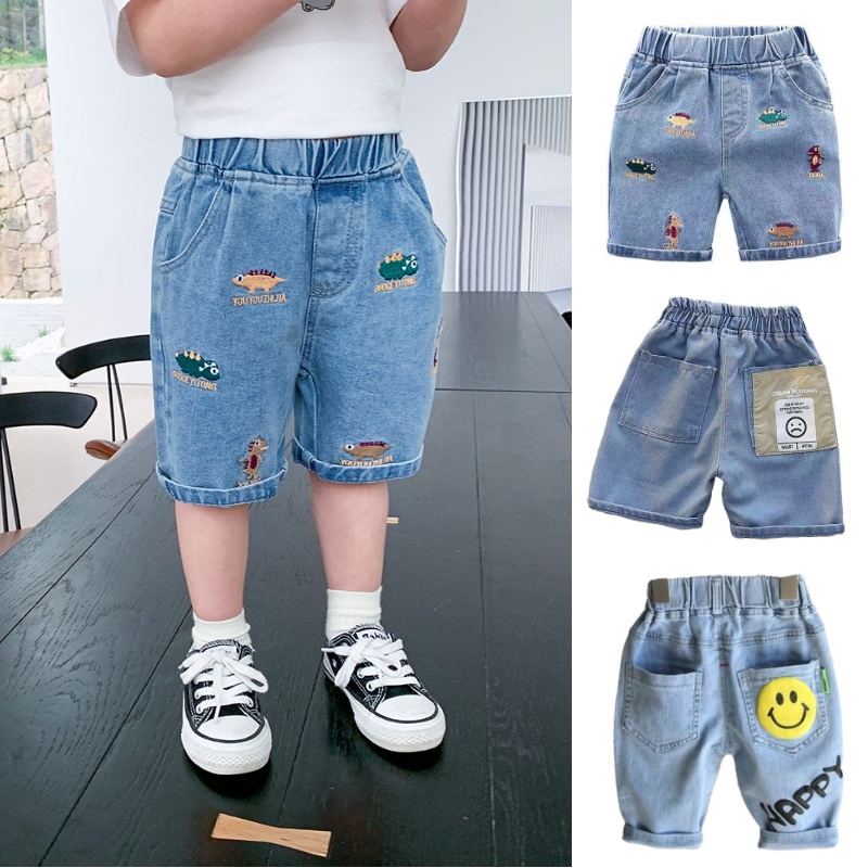 Cute Soft Denim Short Korean Casual Short Plain Color with Embroided ...