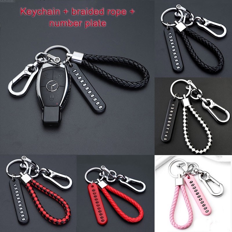Anti-lost Phone Number Plate Car Motorcycle Keychain Pendant Keyring ...