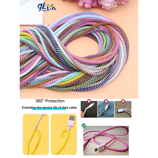 50cm Spiral USB Charge Cord Earphone Cable Protector Saver Cover Wire ...