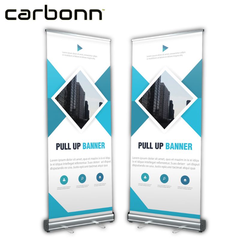 CARBONN Aluminum Retractable Roll Up Banner Stand 2 ft x 5 ft Tarpaulin ...