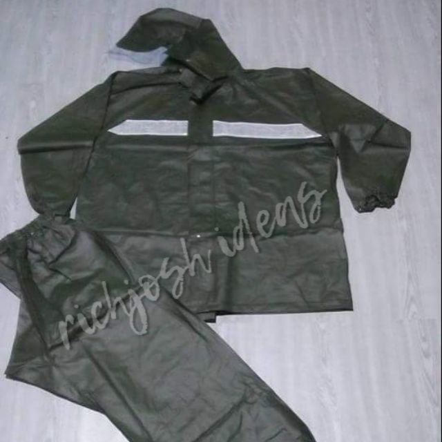 High Quality Dark Green Kapote (Reflectorized Raincoat) | Shopee ...