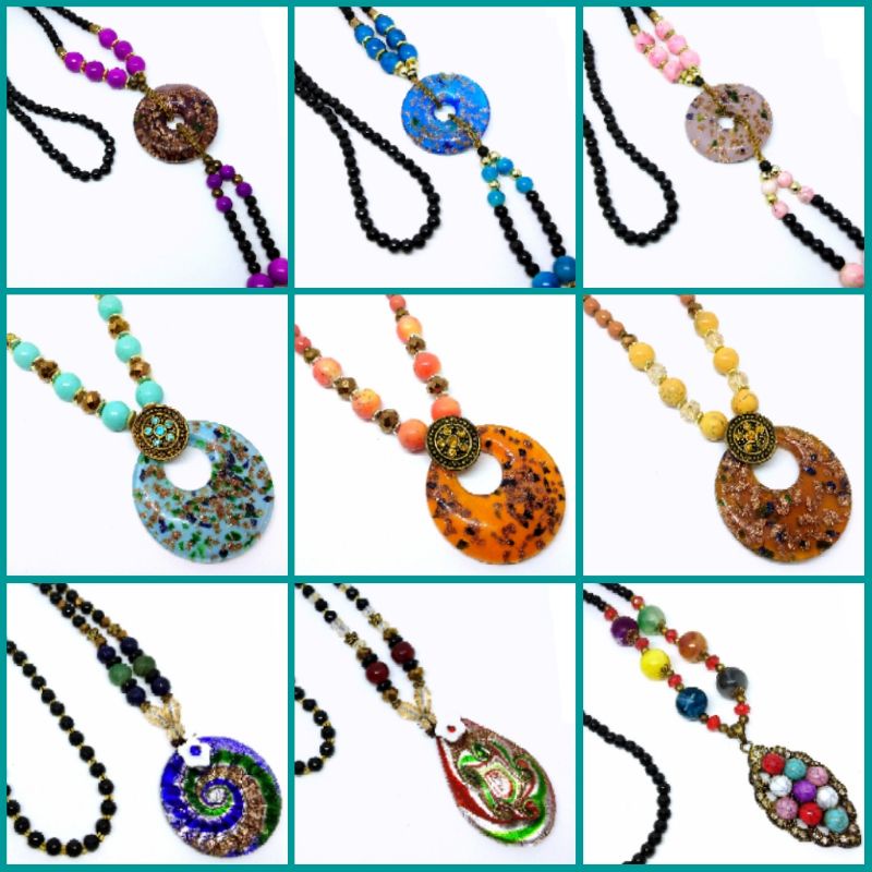 Murano/Morano Stone Native Boho/Bohemian/Coachela Long Necklace ...