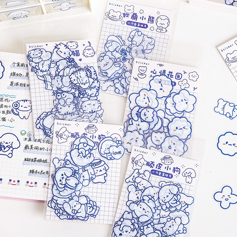 40 Pcs Simple Waterproof PET Cartoon Stickers Creative Handbook Deco ...