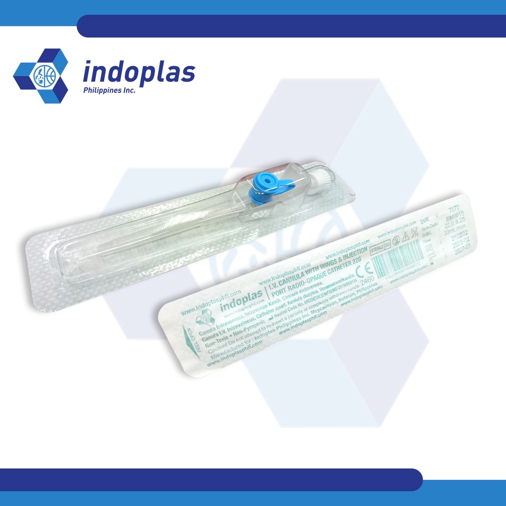Indoplas 20G I. V. Cannula with Wings and Injection Port Box of 100 ...