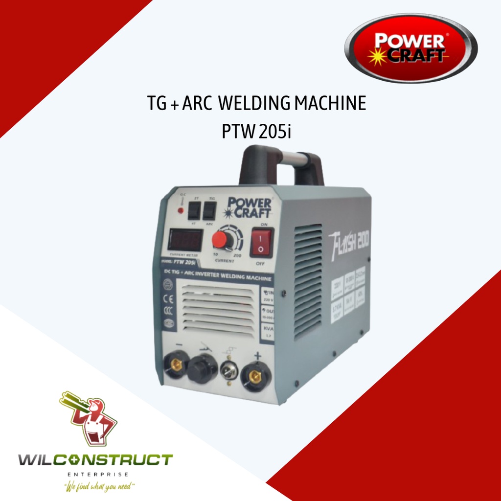 POWERCRAFT PTW 205i DC Tig+Arc Welding Machine (200A) | Shopee Philippines