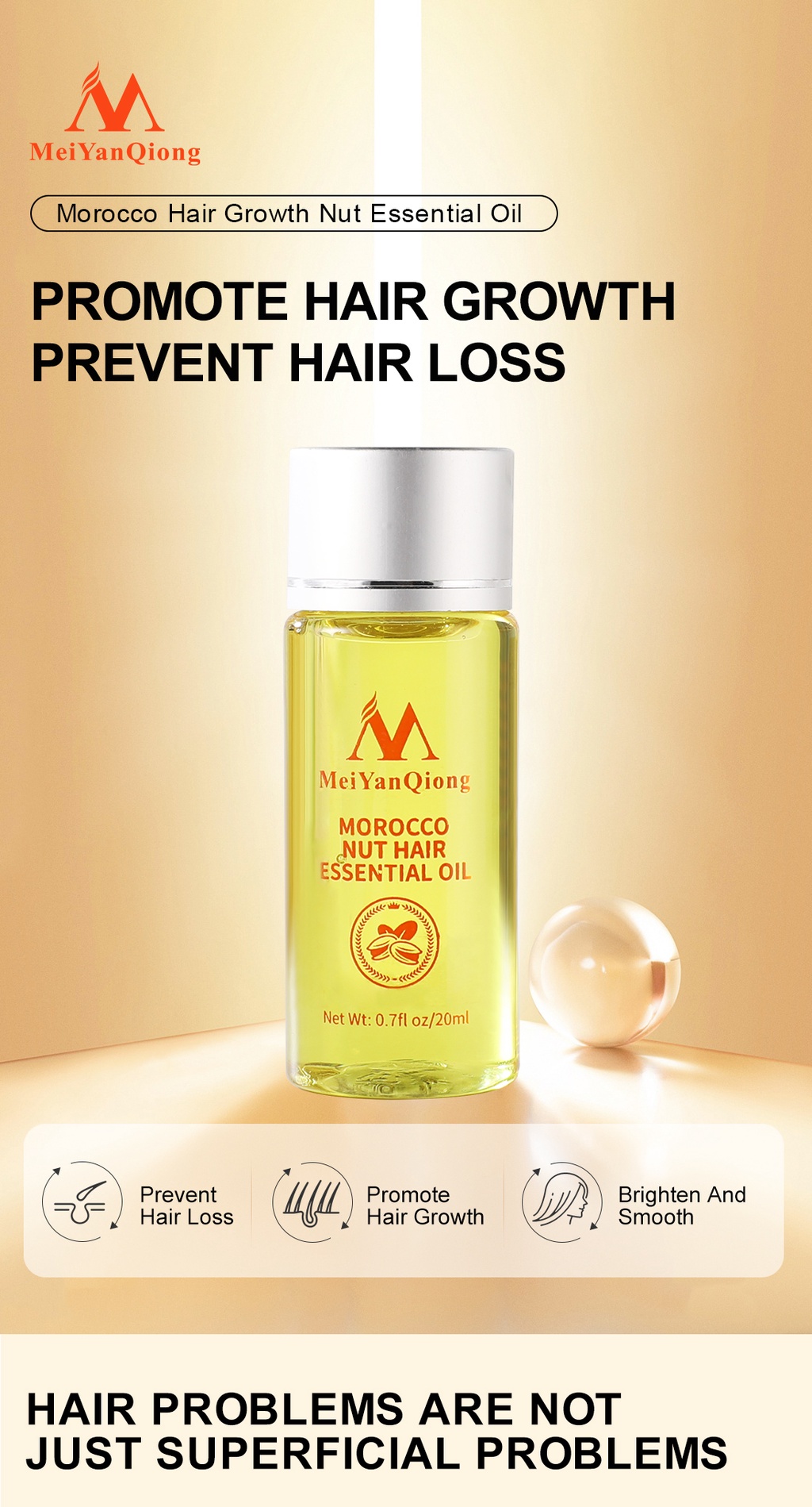 MeiYanQiong FDA Hair Growth Morocco Nut Essential Essence Hair Loss ...