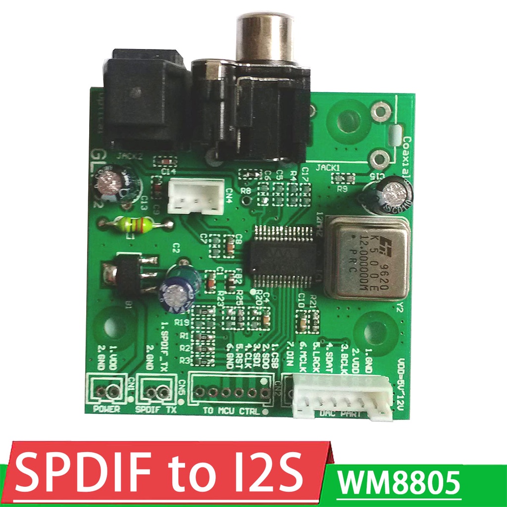 SPDIF coaxial fiber WM8805 receiver board, I2S output aligned output sampling 32KHZ- 192KHZ DIY ...