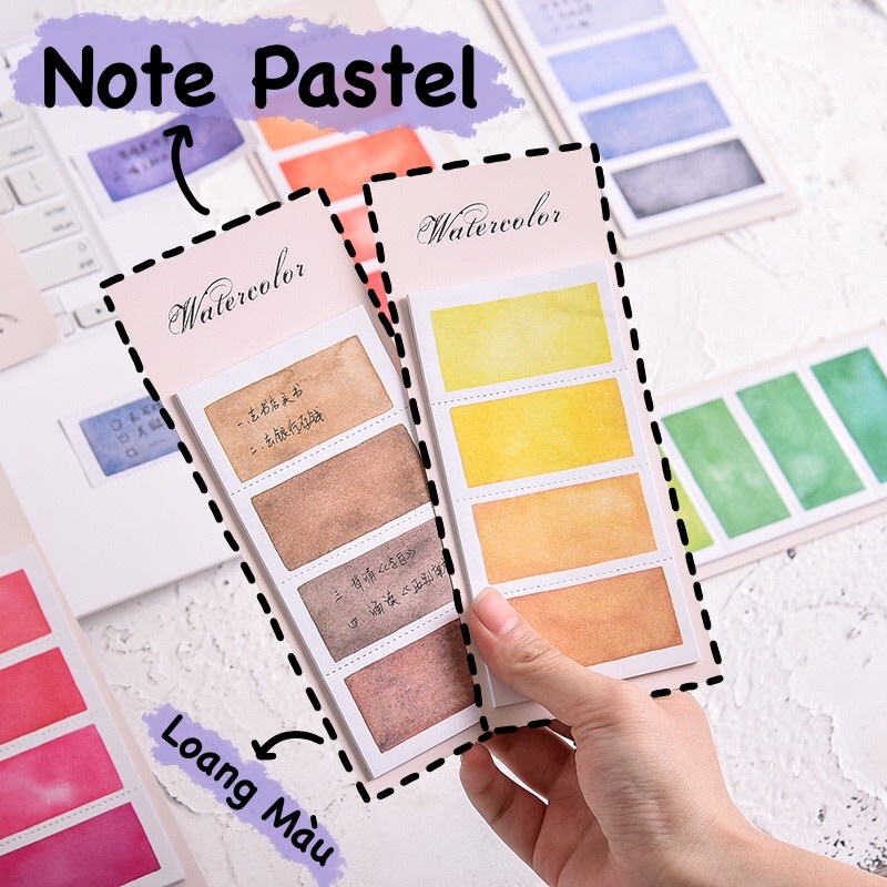 Cute Note Paper, Vintage Watercolor Spill Note Paper Pastel Color ...