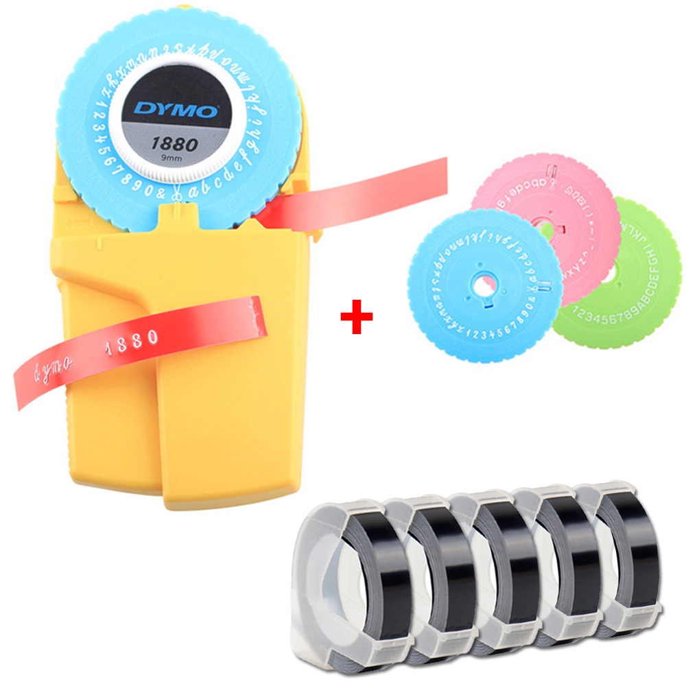 Dymo 1880 Embossing Manual Labeler Add 5 BlackTape 9mm x 3M | Shopee ...