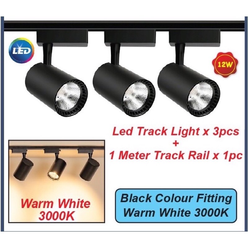 Track Light Led 12watt Black /White Set Of 4 | Shopee Philippines