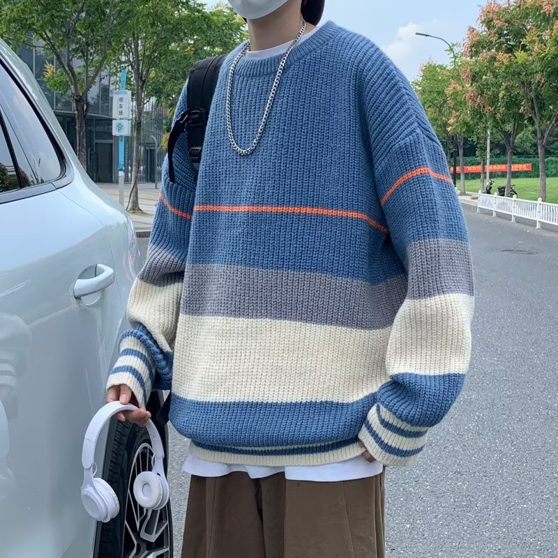 (3 Colors) Japanese Vintage Round Neck Sweater Men Women Autumn Winter ...