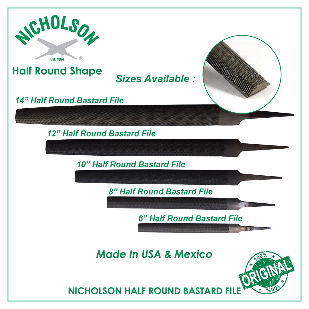 Nicholson Half Round Chainsaw File Half Round Shape Kikil Mexico 6", 8 ...