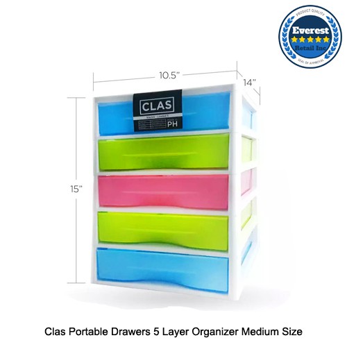 Clas Stackie Drawers 5 Layer Organizer Medium Size (Choose Color: White ...