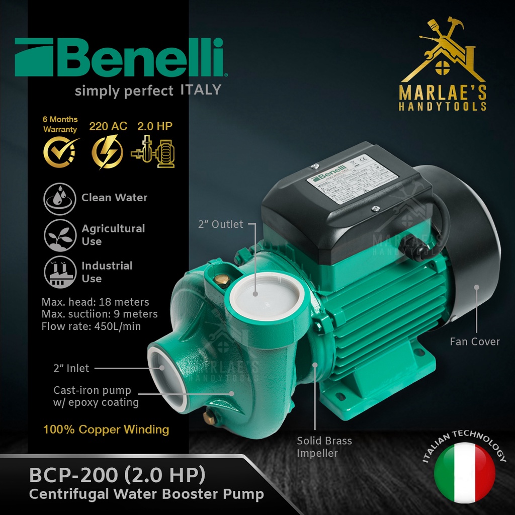Benelli Centrifugal Booster Water Pump 2.0HP BCP200 | Shopee Philippines