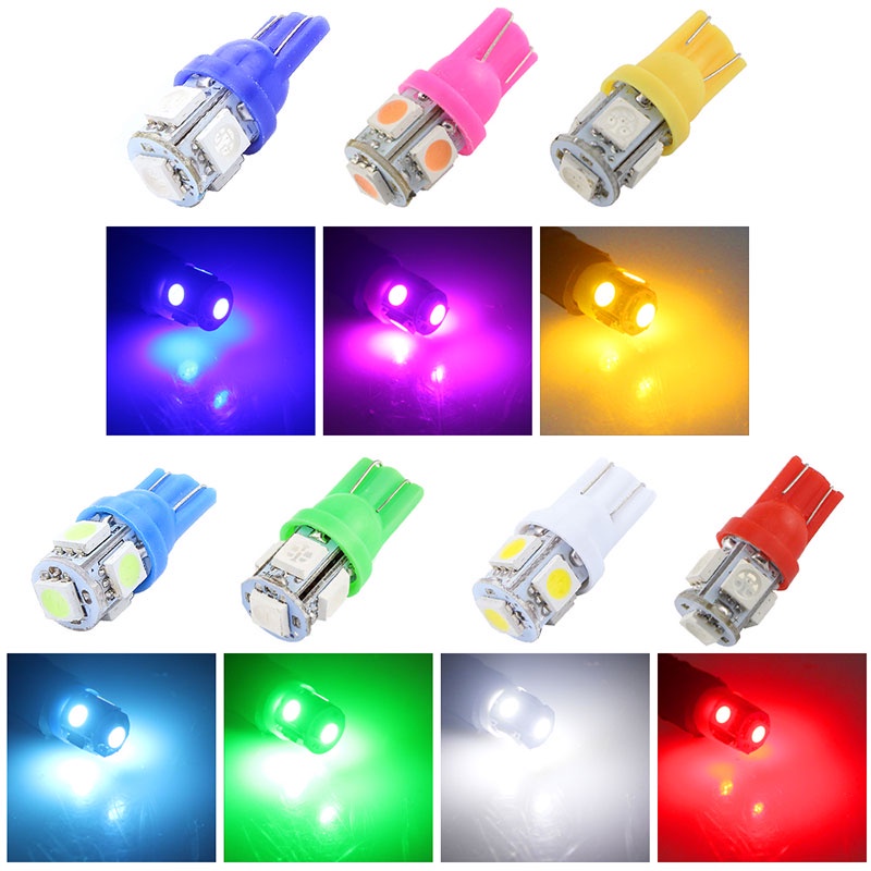 1pc T10 Led Bulbs park light W5W Light 5Smd Wedge Bulb 5050 Car Side ...