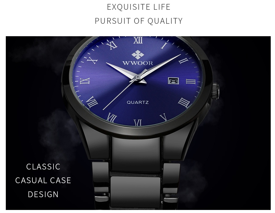 Wwoor Watch For Men Quartz Analog Clock Waterproof Stainless Steel ...