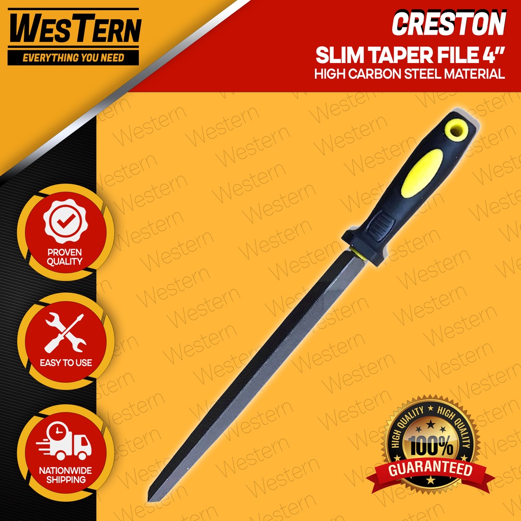 CRESTON Slim Taper File 4” (High Carbon Steel Material) | Shopee ...