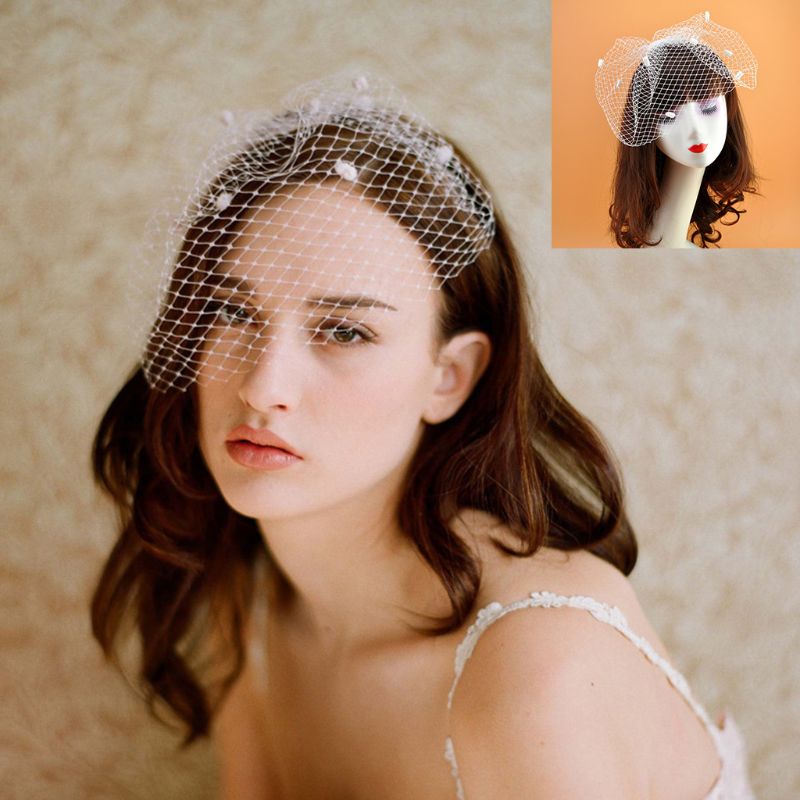 Fine Womens Vinrage Elegant Wedding Fascinator Fishnet Mesh Veil Large ...