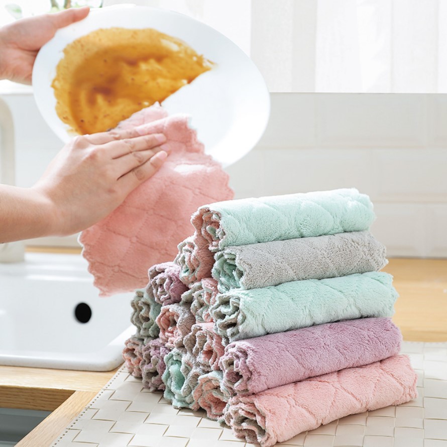 KOI Soft Kitchen Washing Dish Bowl Cloth Clean Hand Towel Kitchen ...