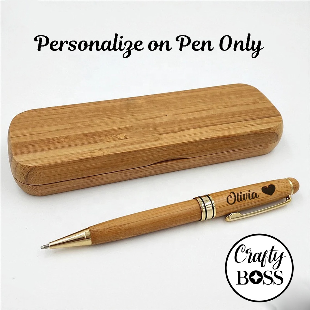 Personalized Wooden Pen with Wooden Box, Laser Engraved Pen | Shopee ...