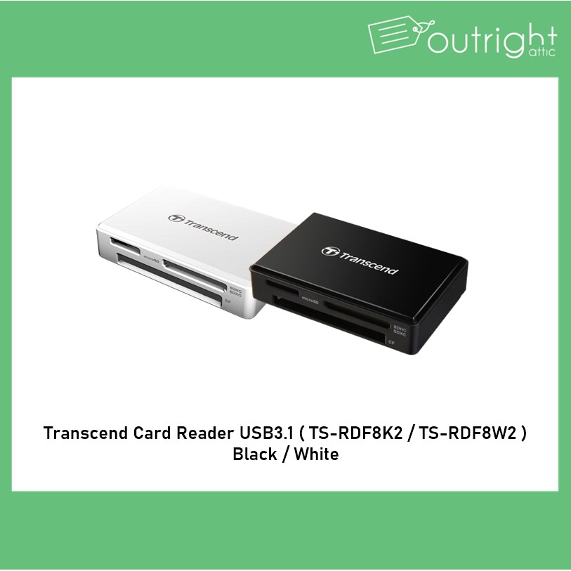 Transcend Card Reader USB3.1 ( TS-RDF8K2 / TS-RDF8W2 ) Black / White ...