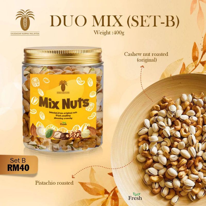 MIX NUT DUO (PISTACHIO ROASTED + CASHEW ROASTED) | Shopee Philippines