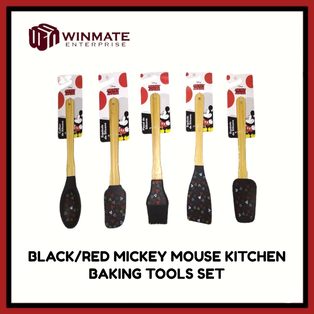 Silicone Spatula Spoon Scraper Turner Brush Mickey Mouse Set | Shopee ...