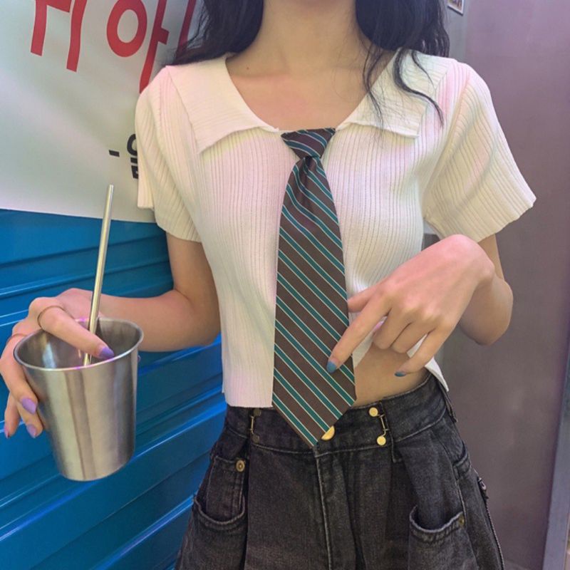 Yola CROP TOP KNIT IMPORT PREMIUM KOREAN UNIFORM | My.fshnnn | Japanese ...