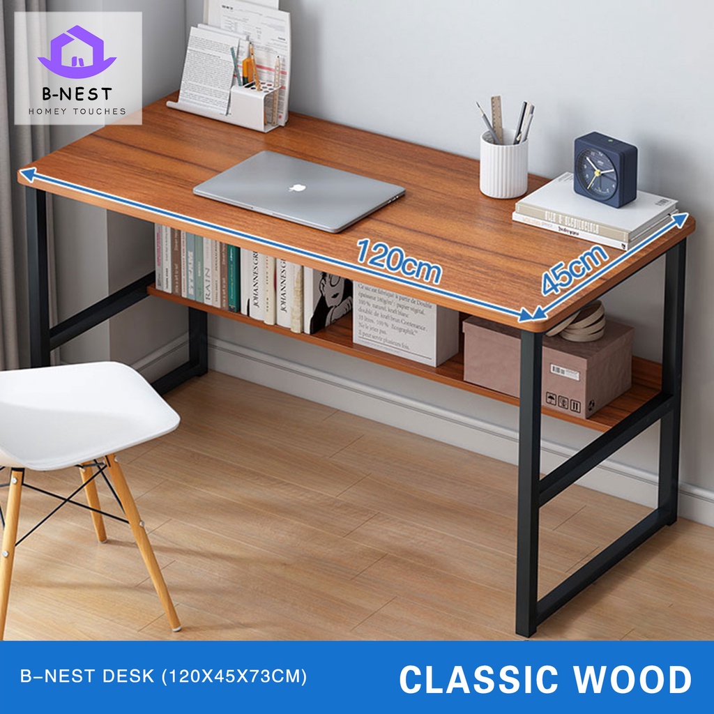 B-NEST 120X45X74cm Two Layer Study Table Computer Desk Office Desk ...