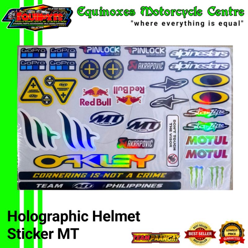 Helmet Visor Holographic Sticker MT Helmet Brand | Shopee Philippines