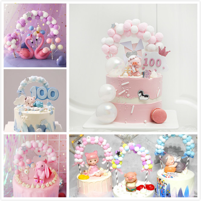 Cute Pink Hairball Arch Cake Topper for Baby Shower Birthday ...