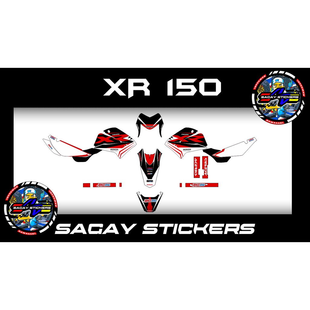 XR 150 Motorcycle Sticker Decals with free RIM Stickers Black Red ...