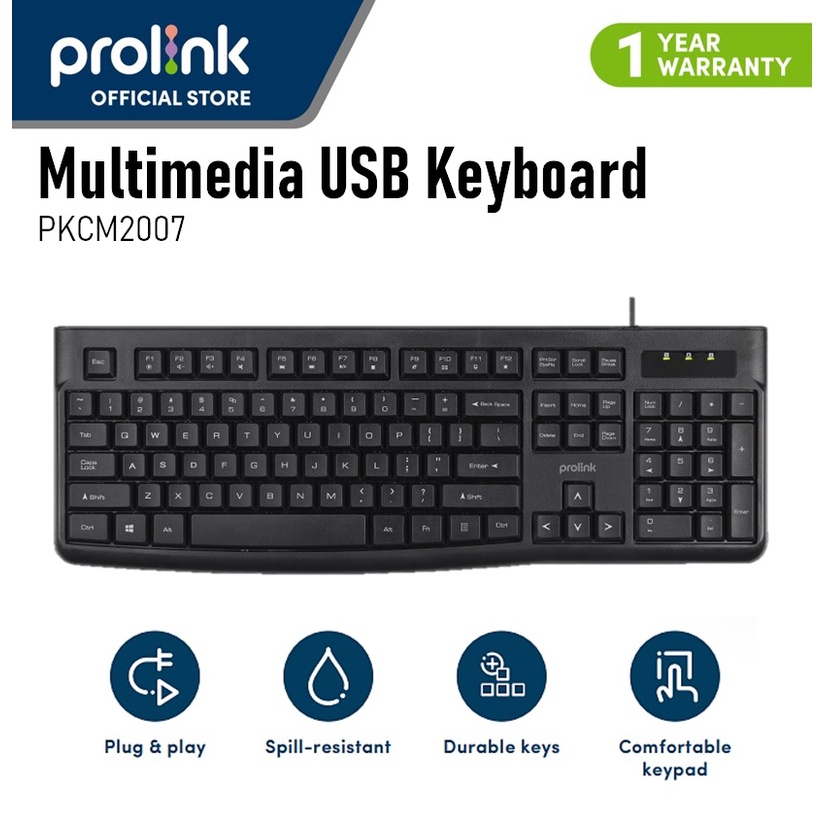 PROLiNK PKCM-2007 Keyboard with Multimedia Hot Keys For Laptop ...