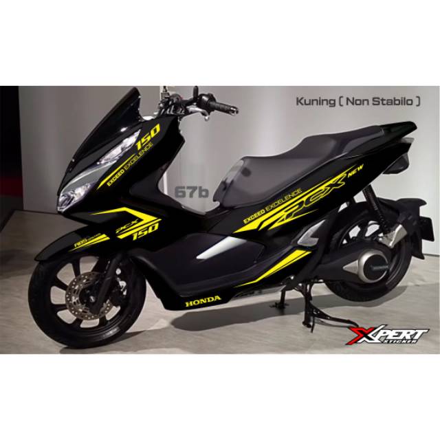 HITAM Honda Pcx Cutting sticker, black with yellow striping, original ...