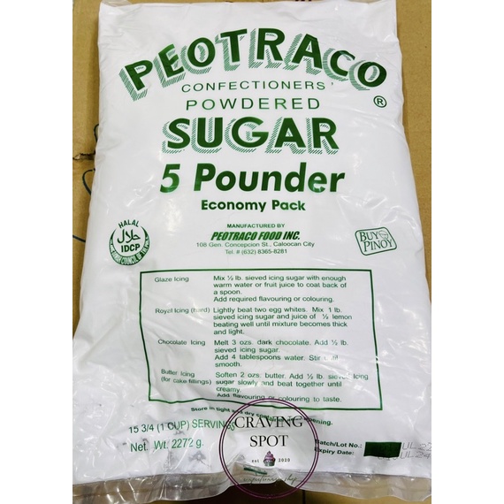 PEOTRACO CONFECTIONERS SUGAR 5 POUNDER | 2025 EXPIRY | Shopee Philippines