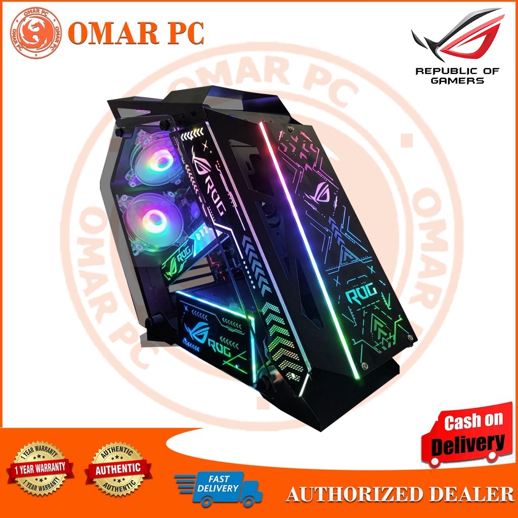 KEYTECH CYBORG ROG ROBOT GAMING PC CASE WHITE AND BLACK W/ 6FANS ...