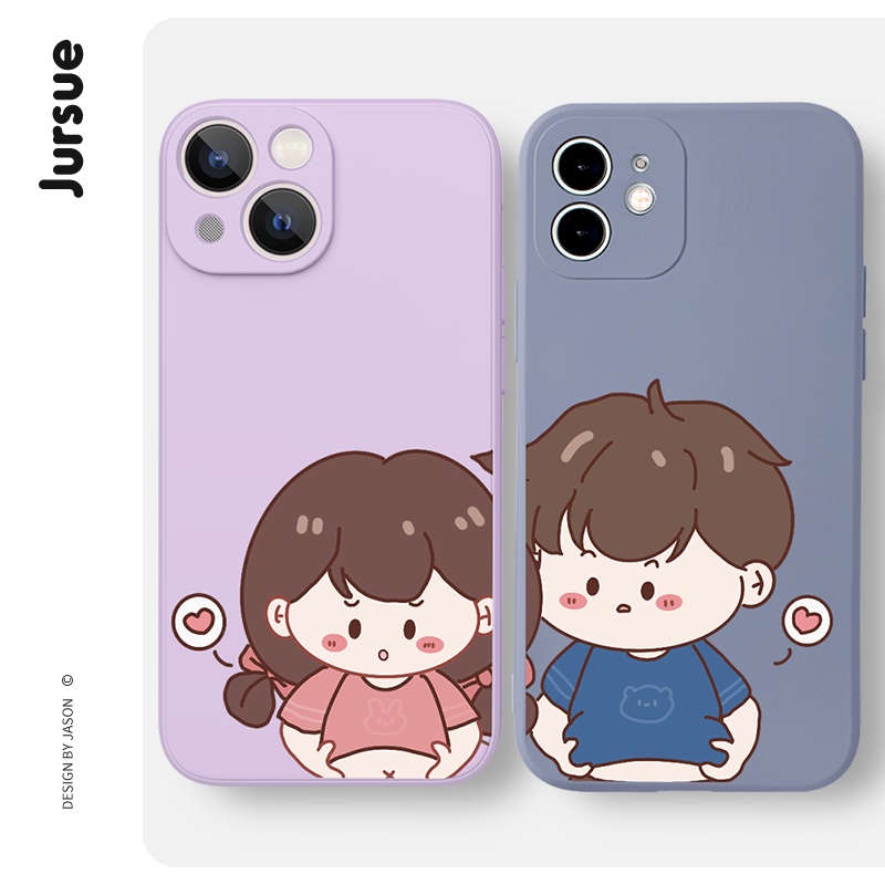 JURSUE Soft Silicone Matching Couple Set Cute Funny Shockproof Phone ...