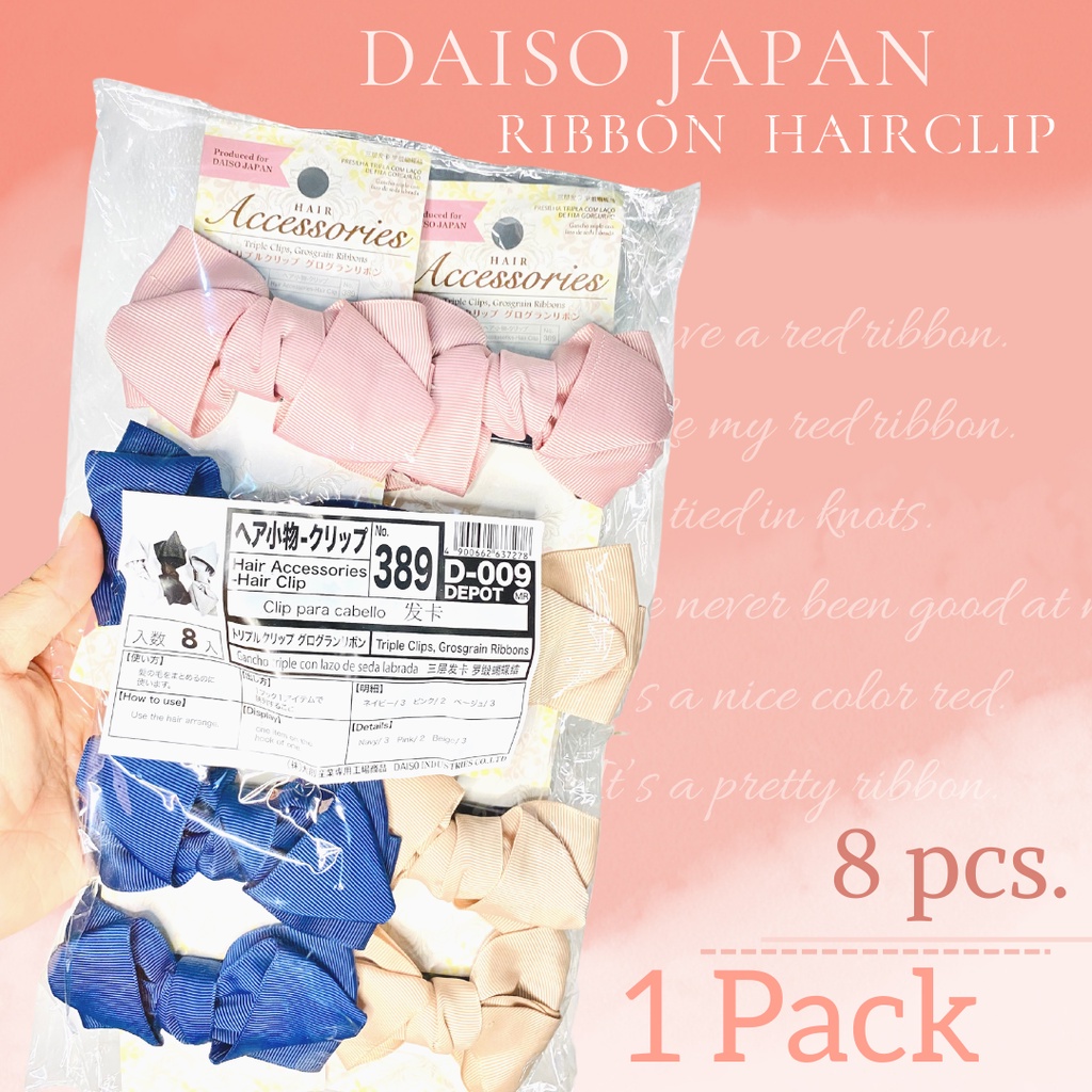 SALE!! Daiso Japan Ribbon Hair Clip 8pcs/pack | CandyTalk | Shopee ...
