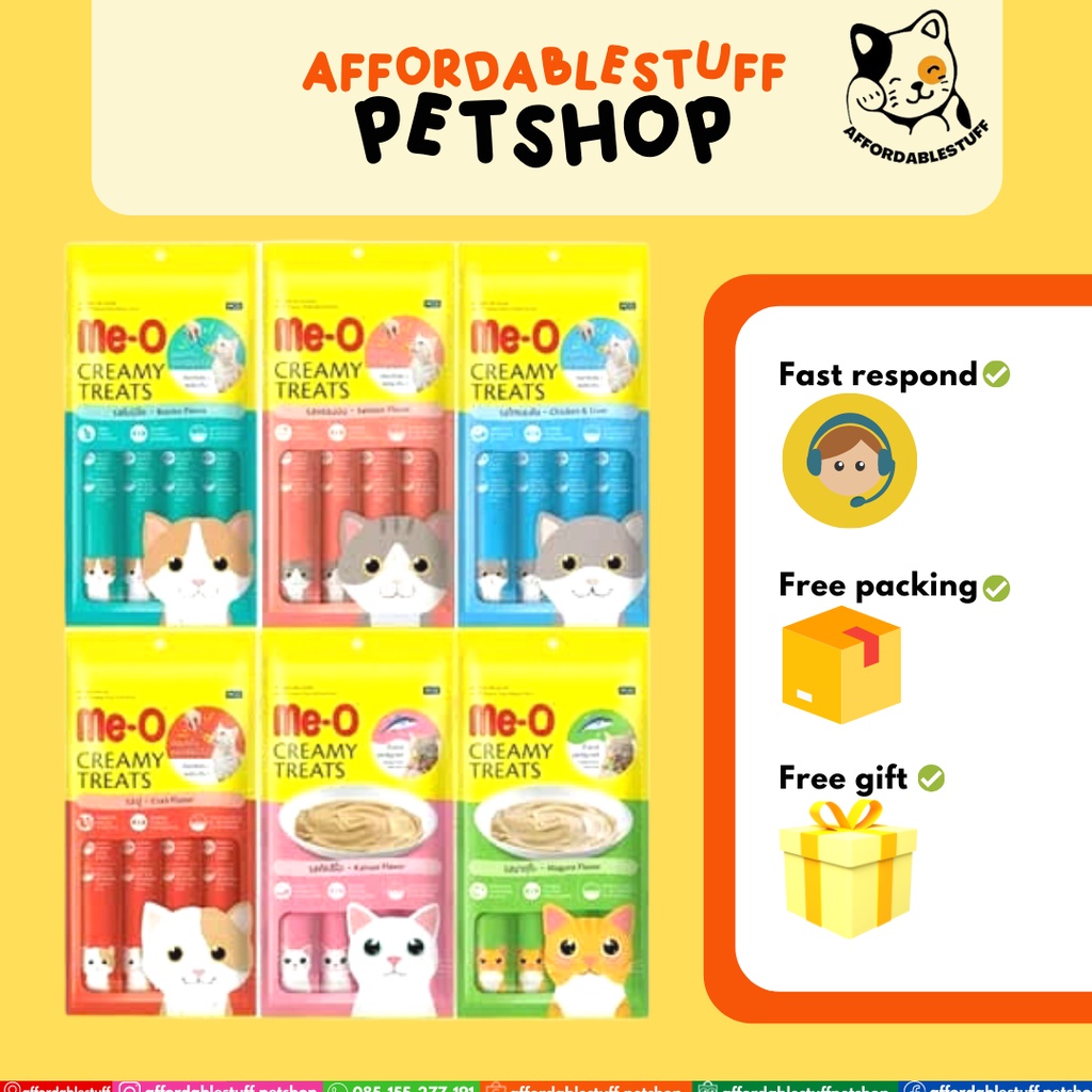 Meo creamy treats cat snacks wet cat food cat vitamins | Shopee Philippines