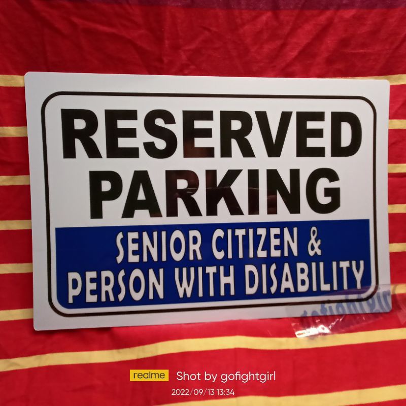 Reserved Parking Senior Citizen & PWD Signage PVC Plastic (like ATM and ...