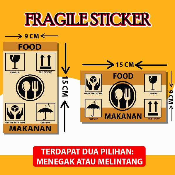 Food FRAGILE STICKER / FOOD FRAGILE STICKER (15CM X 9CM) 1000PCS ...