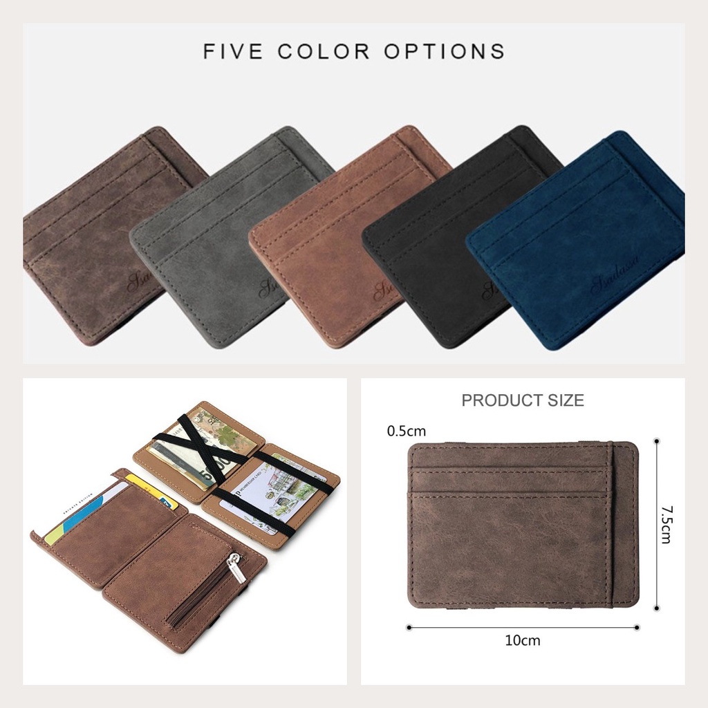 Men Wallet Small Size Magic Band Solid Color Card Holder Coin Purse ...