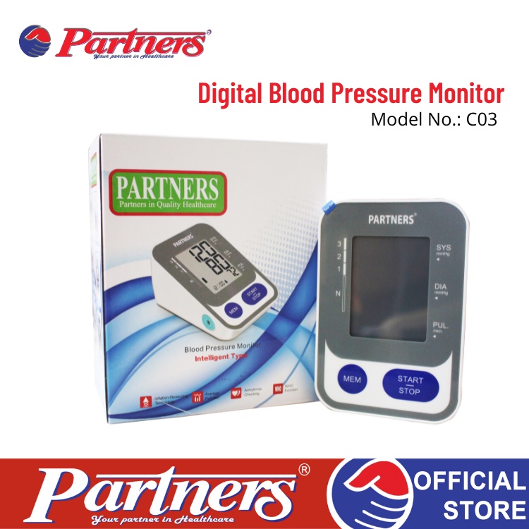 Partners Intelligent Type Digital Blood Pressure Monitor Model No. C03 ...