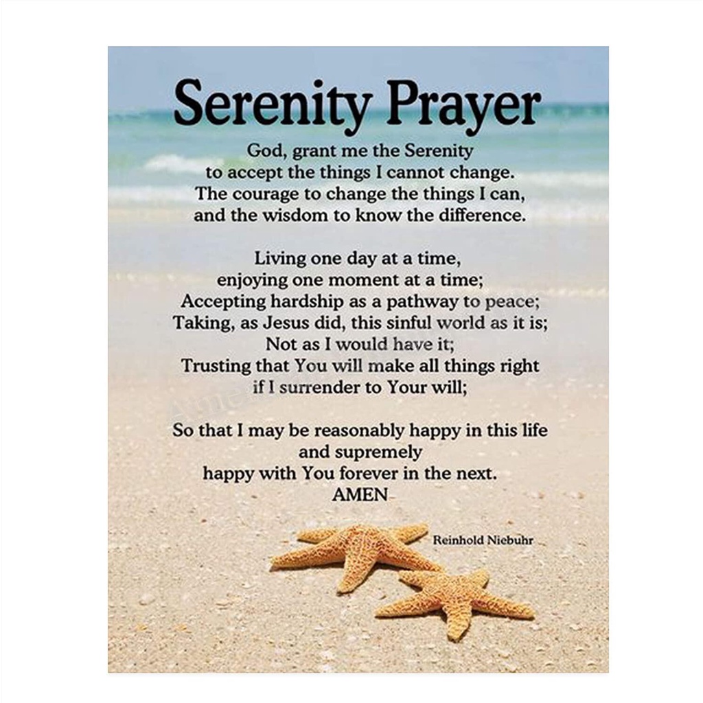SERENITY PRAYER on Beach Art Poster Print Scripture Wall Art Tranquil ...