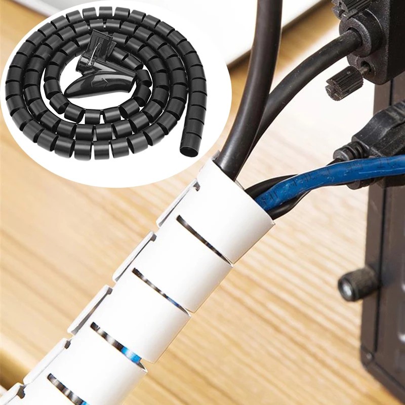 2M Flexible Spiral Tube Cable Organizer Wire Fixed Wrap/Cord Cover ...