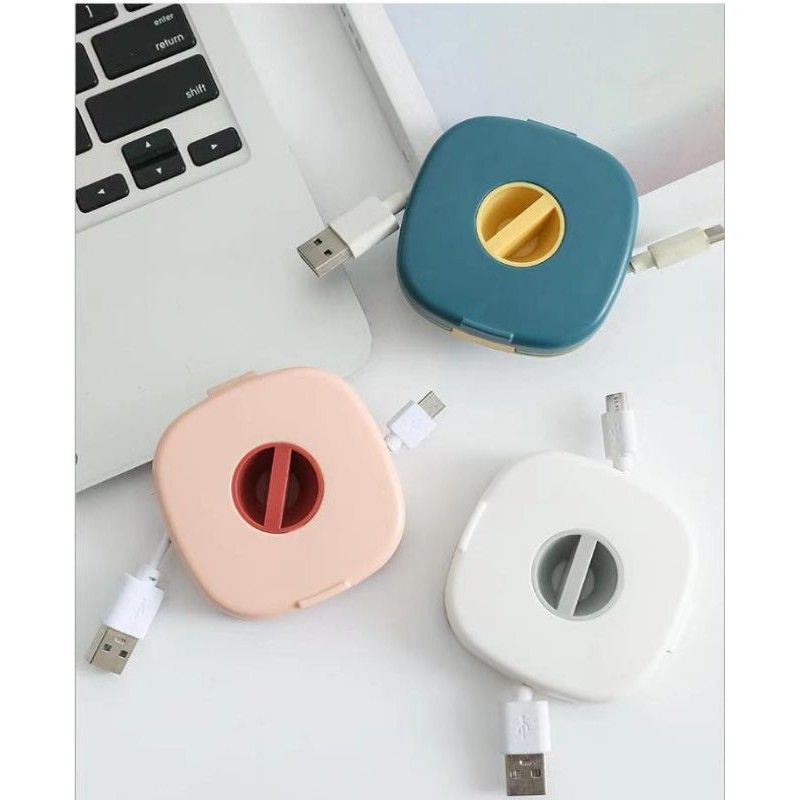 Small Portable Round Rotatable Data Cable Organizer Storage Box Cell ...