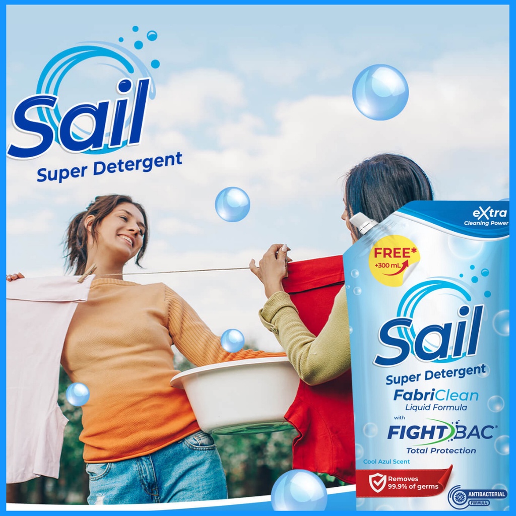 FIGHTBAC Sail Super Detergent FabriClean Liquid Formula Extra Cleaning Power 1200mL plus 300mL ...
