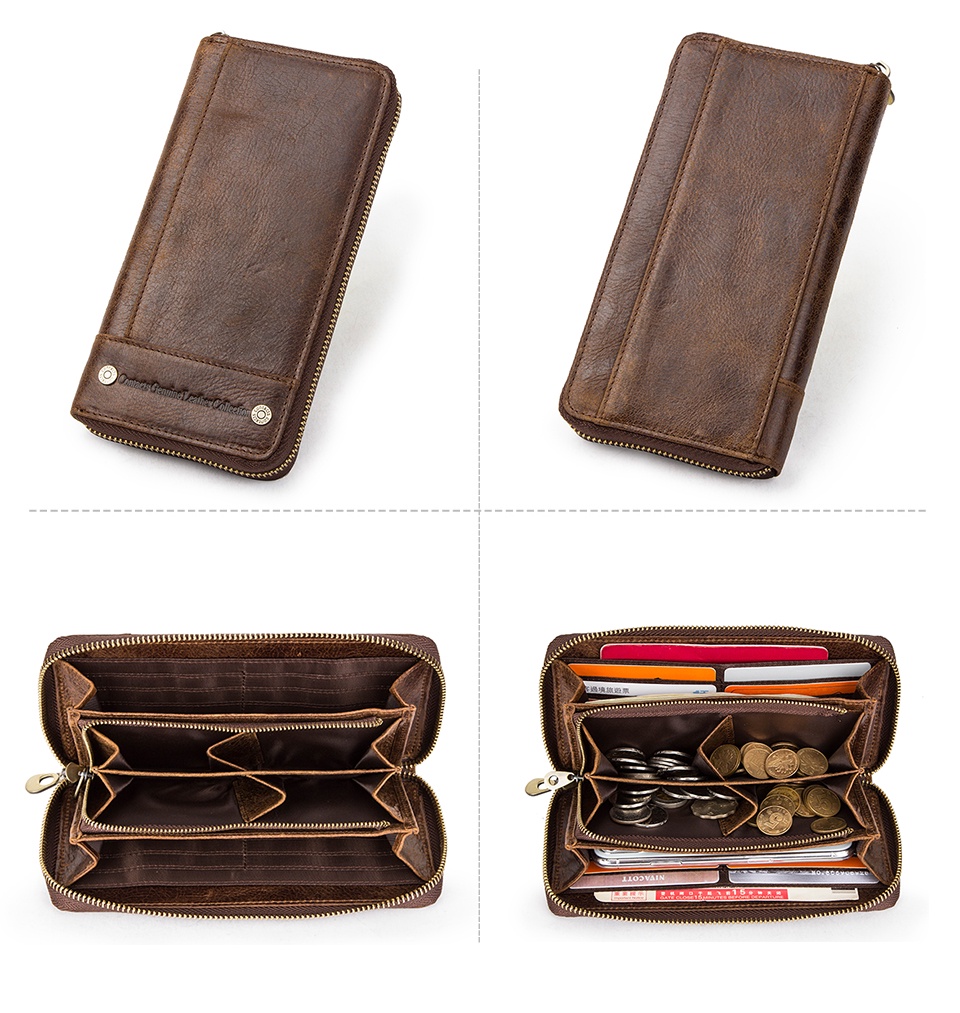 CONTACT'S Retro Classic Design Long Wallet Men High-Quality 100% ...