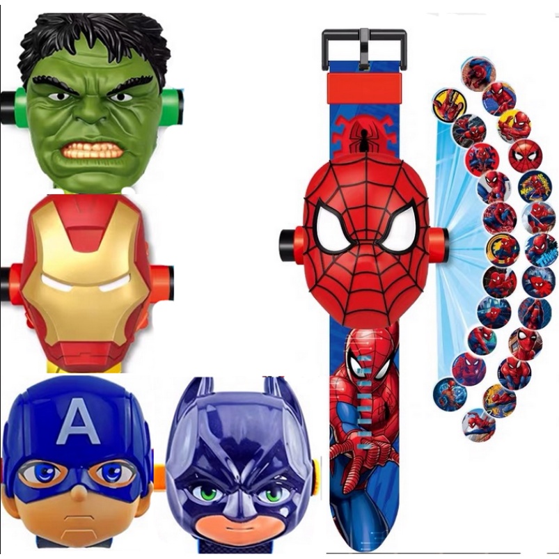 kids toys Digital Watch with Cover Projector Spiderman/Iron Man/Captain ...