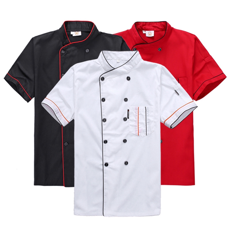 Breathable Short Sleeve Chef Tops Hotel Waiter Work Wear Chef Overalls ...